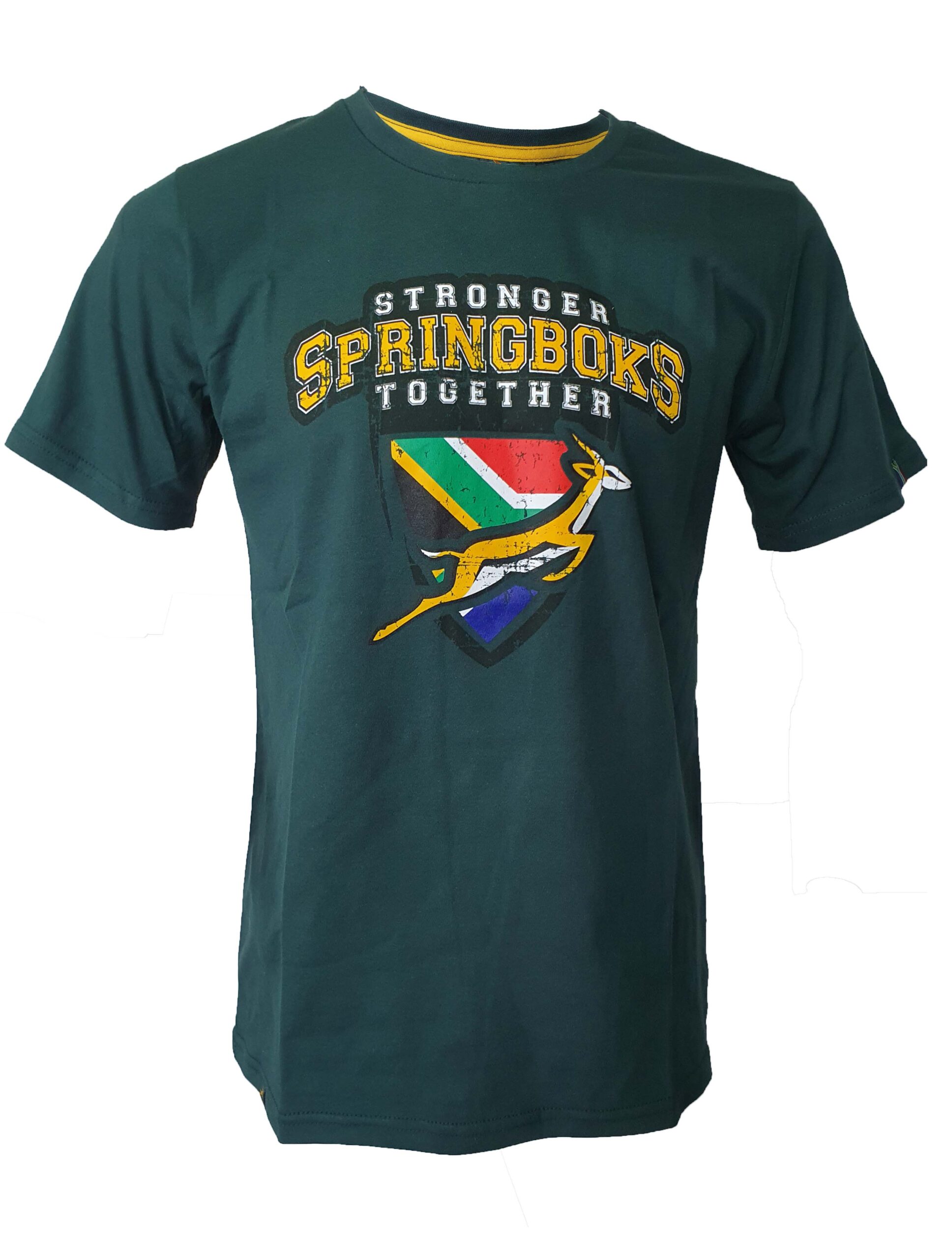 Mens T Shirt Springboks Stronger Together Sa Flag - SA Flag